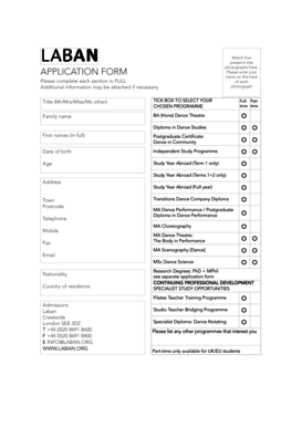 Fillable Online ifsa-butler Trinity Laban Application - IFSA-Butler ...