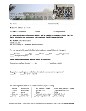 Fillable Online ifsa-butler American University Sharjah Housing ...