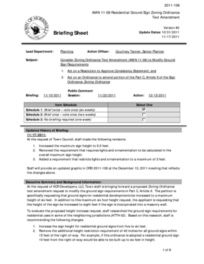 Fillable Online www2 townofmorrisville 2011106 AMN 1108 Residential Ground Sign Zoning Ordinance ...