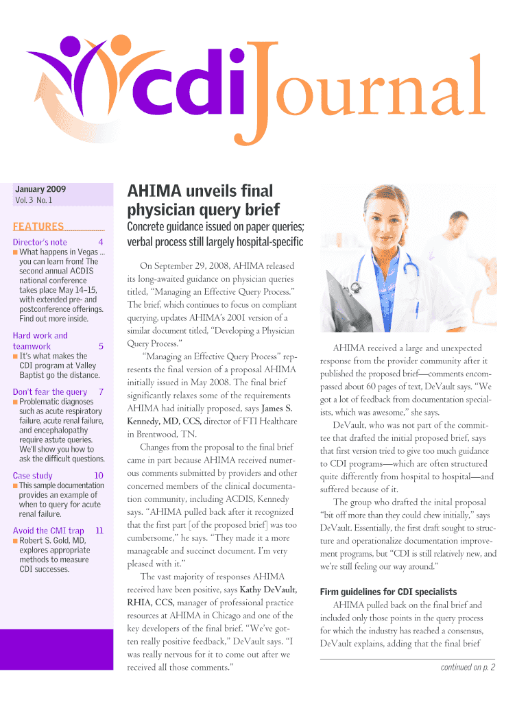 Fillable Online AHIMA unveils final physician query brief - HCPro Fax ...