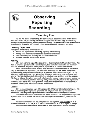 Fillable Online Observing Reporting Recording - HCPro Fax Email Print ...