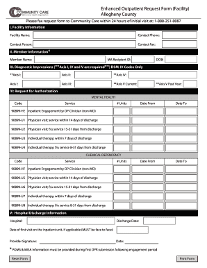 Fillable Online Enhanced Outpatient Request Form (Facility) Allegheny ...