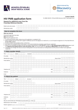 Fillable Online HIV PMB Appeal form - Anglovaal Group Medical Scheme ...