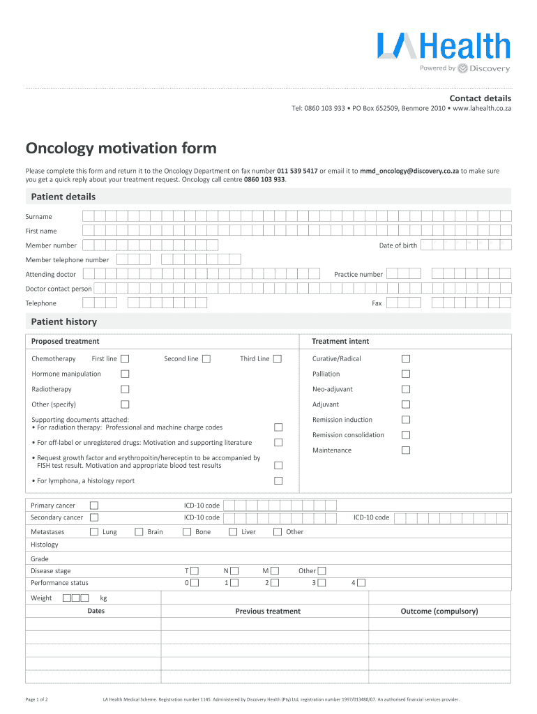 Fillable Online Oncology motivation form Fax Email Print - pdfFiller