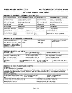 Fillable Online Product Identifier EXODUS PASTE Fax Email Print - pdfFiller