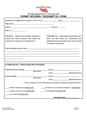 Fillable Online PERMIT REVISION / RESUBMITTAL FORM - Port San Antonio ...