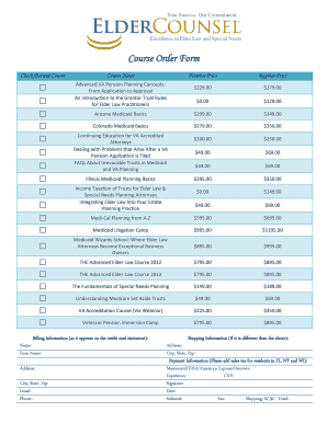 Fillable Online Course Order Form - ElderCounsel Fax Email Print ...