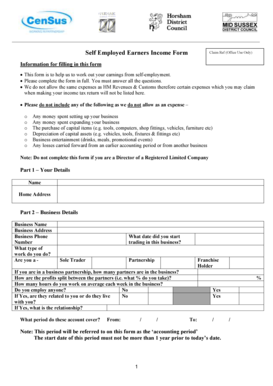 Fillable Online Self Employed Earners Income Form Fax Email Print ...