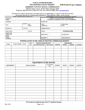 Fillable Online bcroad Overweight-Size Annual CAB Card permit 2014. LUG ...