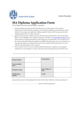 Fillable Online media leidenuniv MA Diploma Application Form - media ...