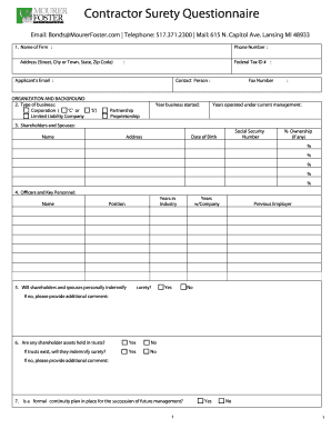 Fillable Online CONTRACTOR QUESTIONNAIRE - Mourer-Foster Fax Email ...