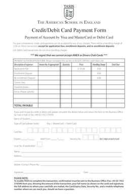 Fillable Online Payment of Account by Visa and MasterCard or Debit Card ...