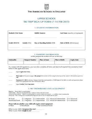 Fillable Online UPPER SCHOOL SKI TRIP SIGN UP FORM (7-14 FEB 2015 ...