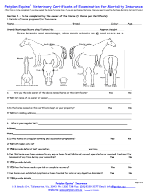 Fillable Online petplan com Section 1 to be completed by the owner of ...