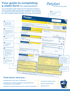 Fillable Online petplan com Claim Form Guidelines - Petplan - petplan com Fax Email Print ...