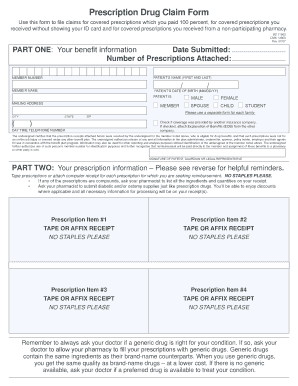 Fillable Online Prescription Drug Claim Form - Blue Cross and Blue ...