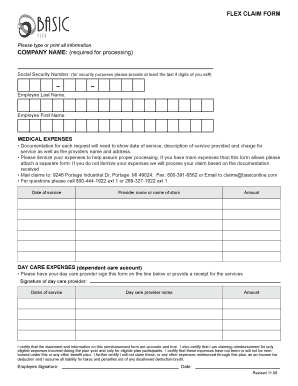 Fillable Online COMPANY NAME: (required for processing) FLEX CLAIM FORM Fax Email Print - pdfFiller