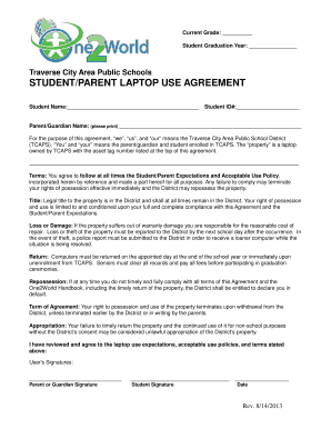 Fillable Online Laptop Agreement Form - Traverse City Area Public ...
