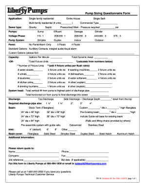 Liberty Pump Sizing - Fill Online, Printable, Fillable, Blank | pdfFiller