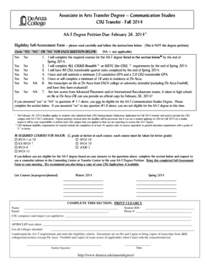 Fillable Online deanza F14 AA-T Communication Studies Questionnaire bb ...