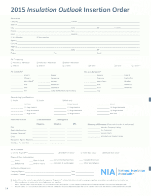 Fillable Online insulation 2015 Insertion Order Form - insulation Fax ...