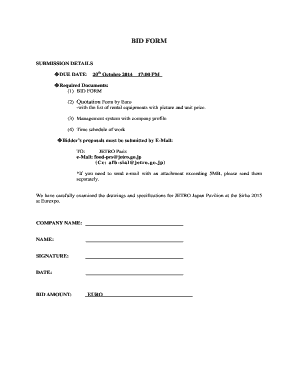 Fillable Online jetro go BID FORM SUBMISSION DETAILS - jetro go Fax ...