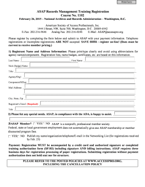 Fillable Online accesspro 2014 ASAP Records Management Training ...