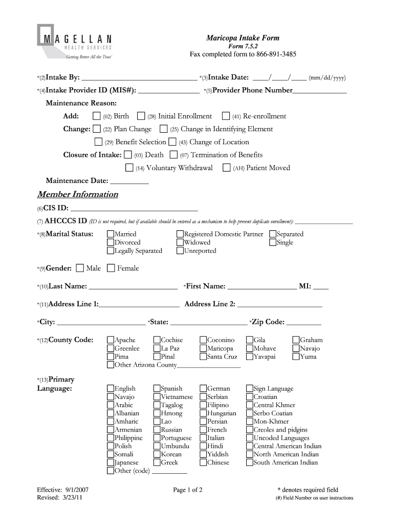 Fillable Online Initial Intake Form - MagellanofAZ.com Fax Email Print - pdfFiller