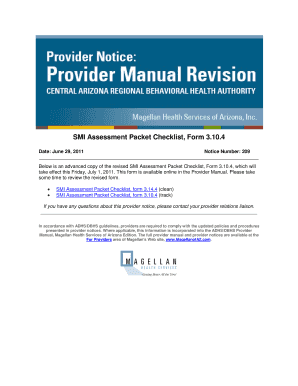 Fillable Online SMI Assessment Packet Checklist, Form 3.10.4 ...