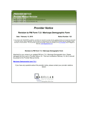 Fillable Online Provider Notice 122: Revision to PM Form 7.5.1 Maricopa ...