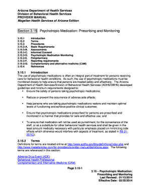 Fillable Online 15 Psychotropic Medication: Prescribing and Monitoring ...