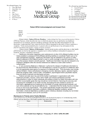 Fillable Online Patient HIPAA Acknowledgment and Consent Form - West ...