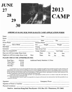Fillable Online americankangdukwon AMERICAN KANG DUK WON KARATE CAMP ...