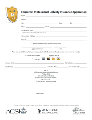 Fillable Online EPLI Application - ACSI Fax Email Print - pdfFiller