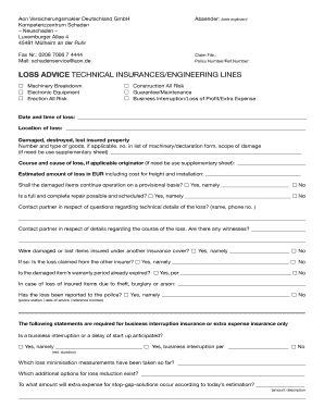 Fillable Online Aon Versicherungsmakler Deutschland GmbH Fax Email ...