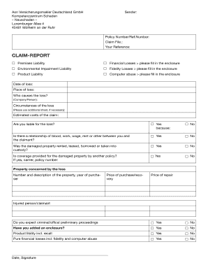 Fillable Online CLAIM-REPORT - Aon Fax Email Print - pdfFiller