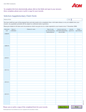 Fillable Online 6923IrishSolicitors Claims form6yrsFillablev1161014 ...