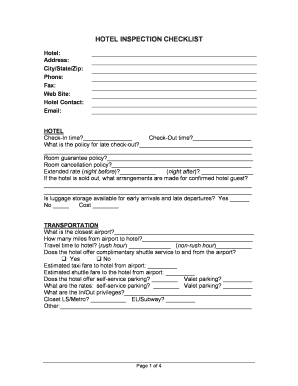 Fillable Online ncdsv HOTEL INSPECTION CHECKLIST - ncdsv Fax Email ...