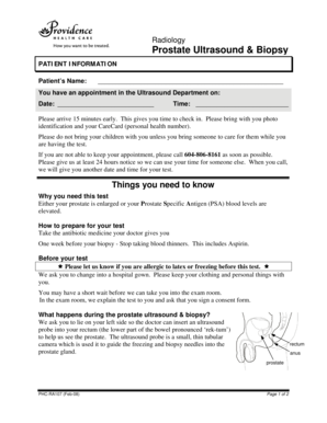 Fillable Online Prostate Ultrasound and Biopsy - Providence Health Care ...