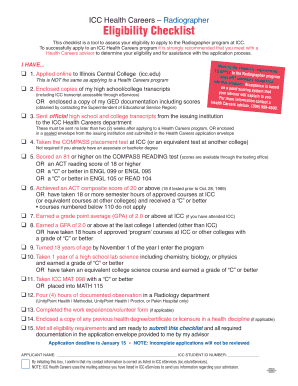 Fillable Online icc Radiographer - Illinois Central College - icc Fax ...