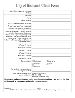 Fillable Online Printable Liability Claim Form Fax Email Print - pdfFiller