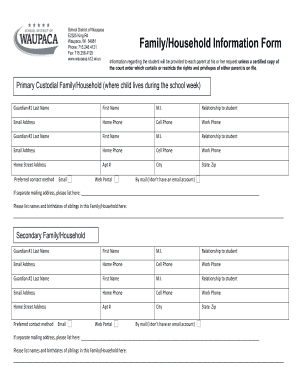 Fillable Online Family Information Form. Enrollment, Family Information ...