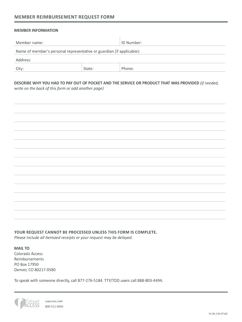Fillable Online MEMBER REIMBURSEMENT REQUEST FORM Fax Email Print ...
