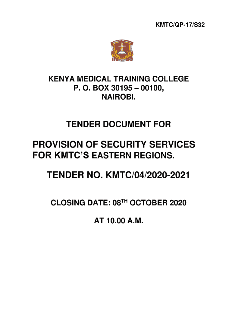Fillable Online kenya medical training college po box 3019500100 ...