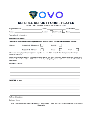Fillable Online Referee Report Form - Player Fax Email Print - pdfFiller