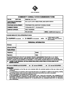 Fillable Online community consultation submission form - The City of ...