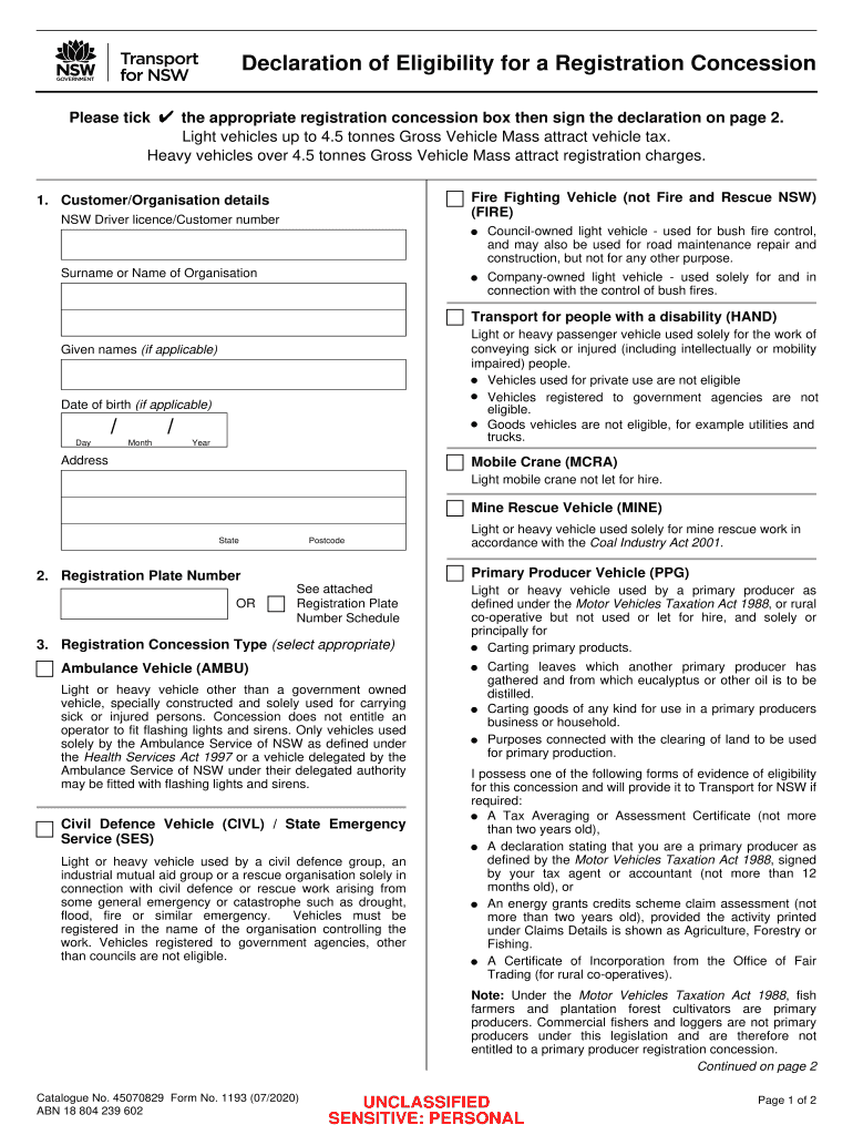 Fillable Online the appropriate registration concession box then sign ...