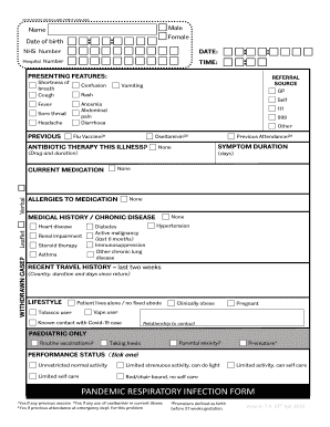 Fillable Online : : : : : PANDEMIC RESPIRATORY INFECTION FORM Fax Email ...