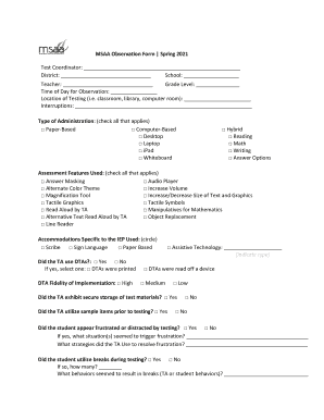 Fillable Online MSAA Observation Form-AZ 2021 Fax Email Print - pdfFiller
