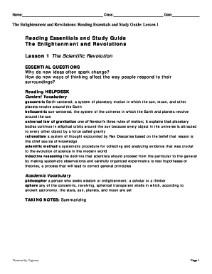 Fillable Online The Enlightenment and Revolutions: Reading Essentials ...